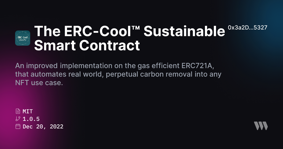 The ERC-Cool™ Sustainable Smart Contract | Published Smart Contract