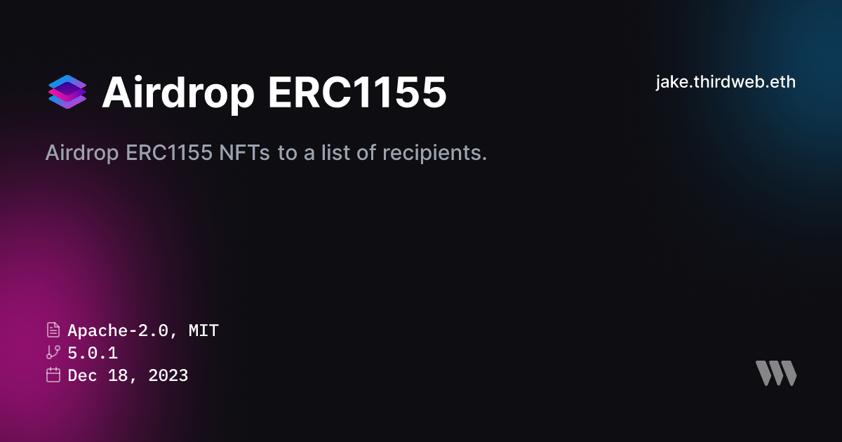 Airdrop ERC1155 | Published Smart Contract