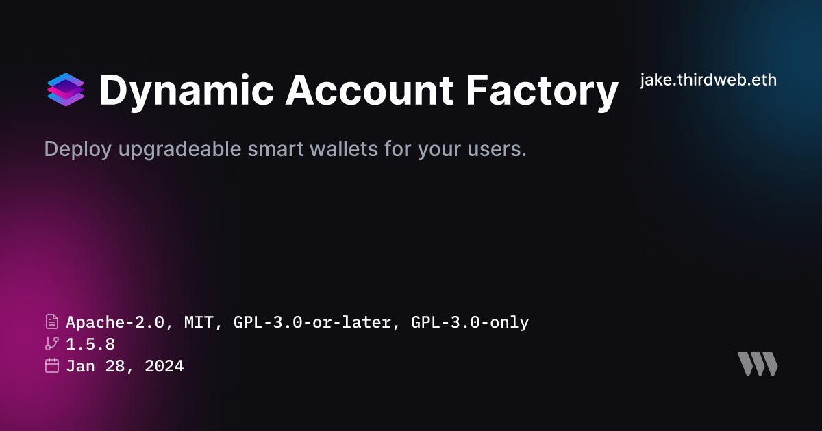 Dynamic Account Factory | Published Smart Contract