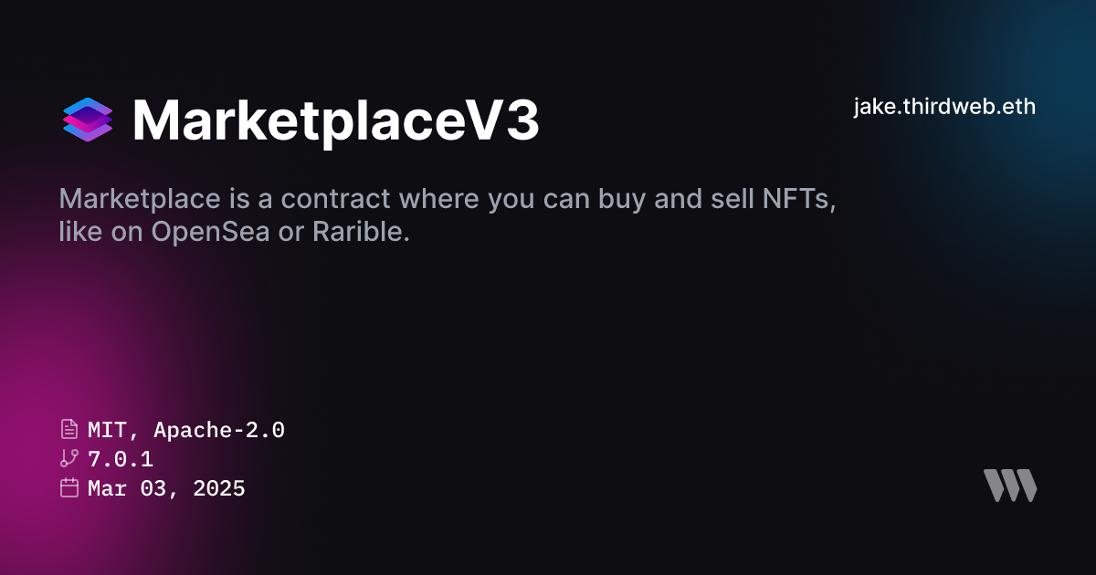 MarketplaceV3 | Published Smart Contract