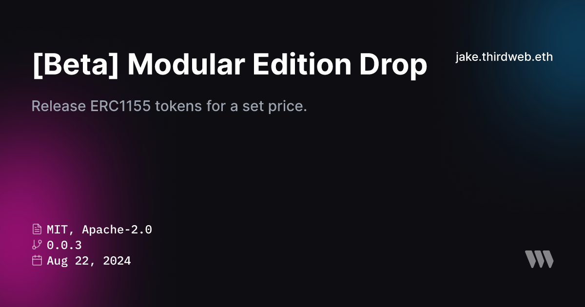 [Beta] Modular Edition Drop | Published Smart Contract